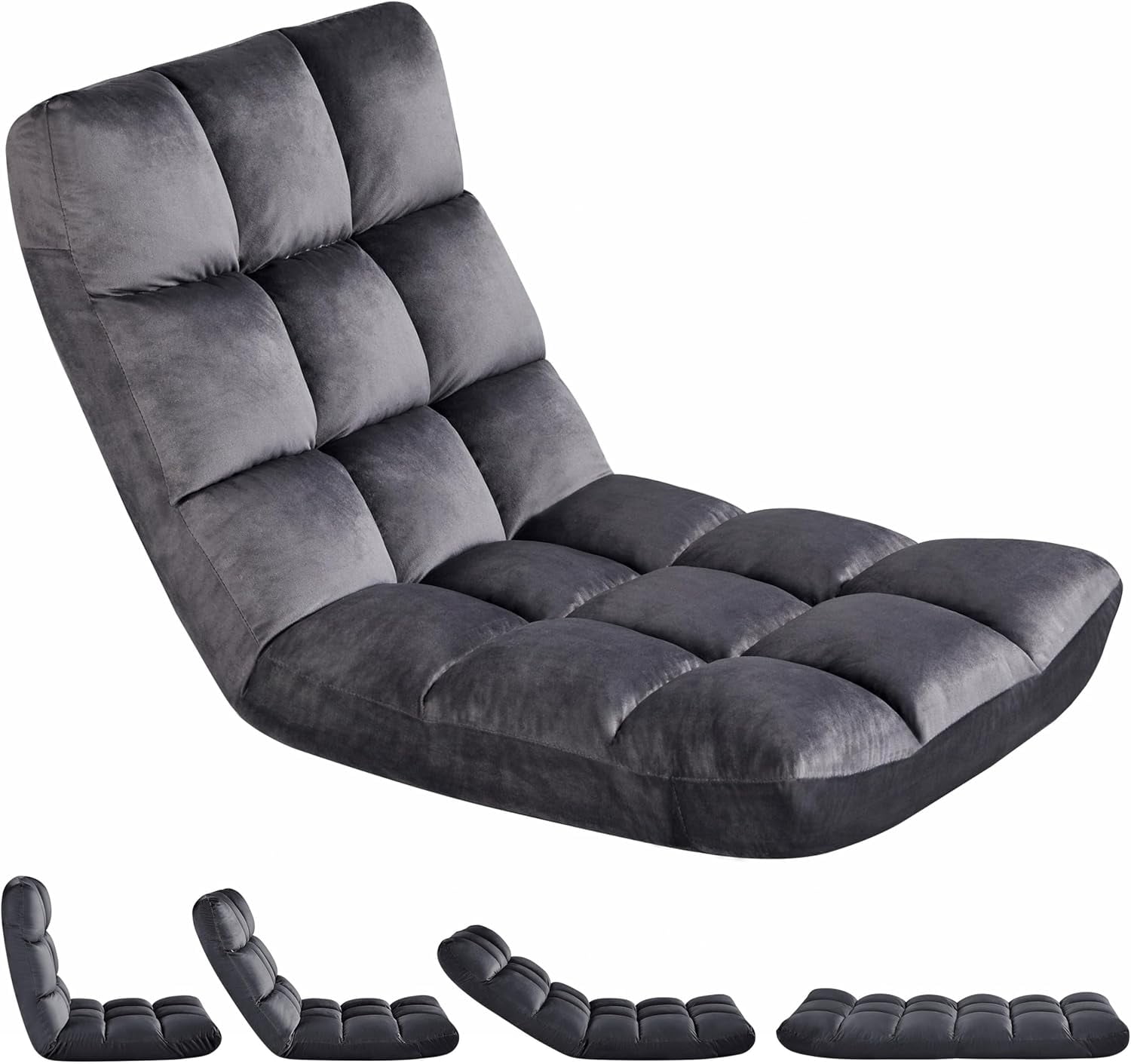 LINJH Floor Folding Chair with Back Support, Padded Folding Gaming Sofa ...