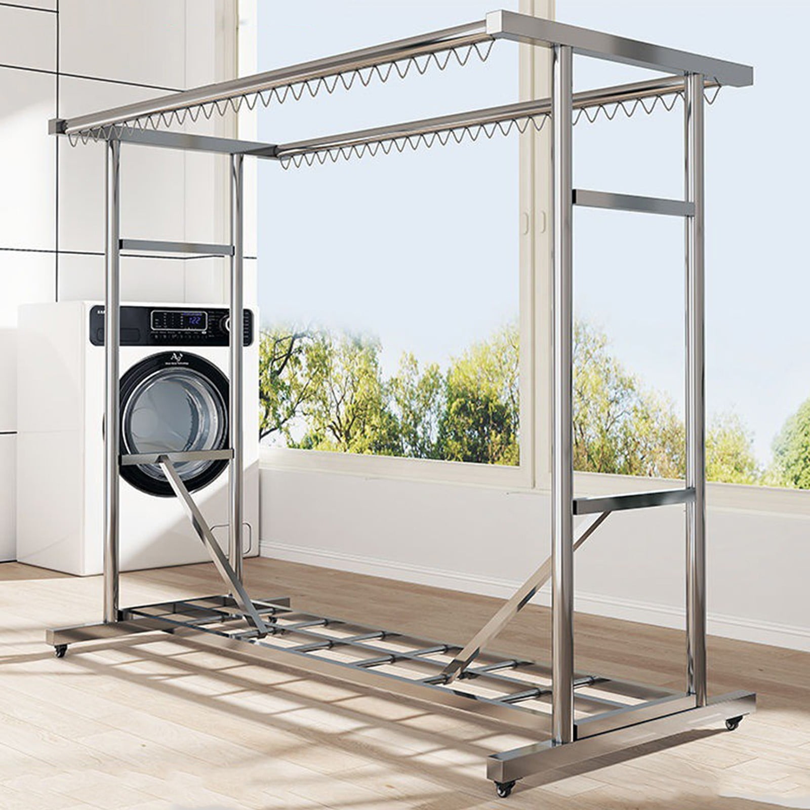 LINJH Heavy Duty 1000LBS Clothing Garment Rack Drying Clothes Rack ...