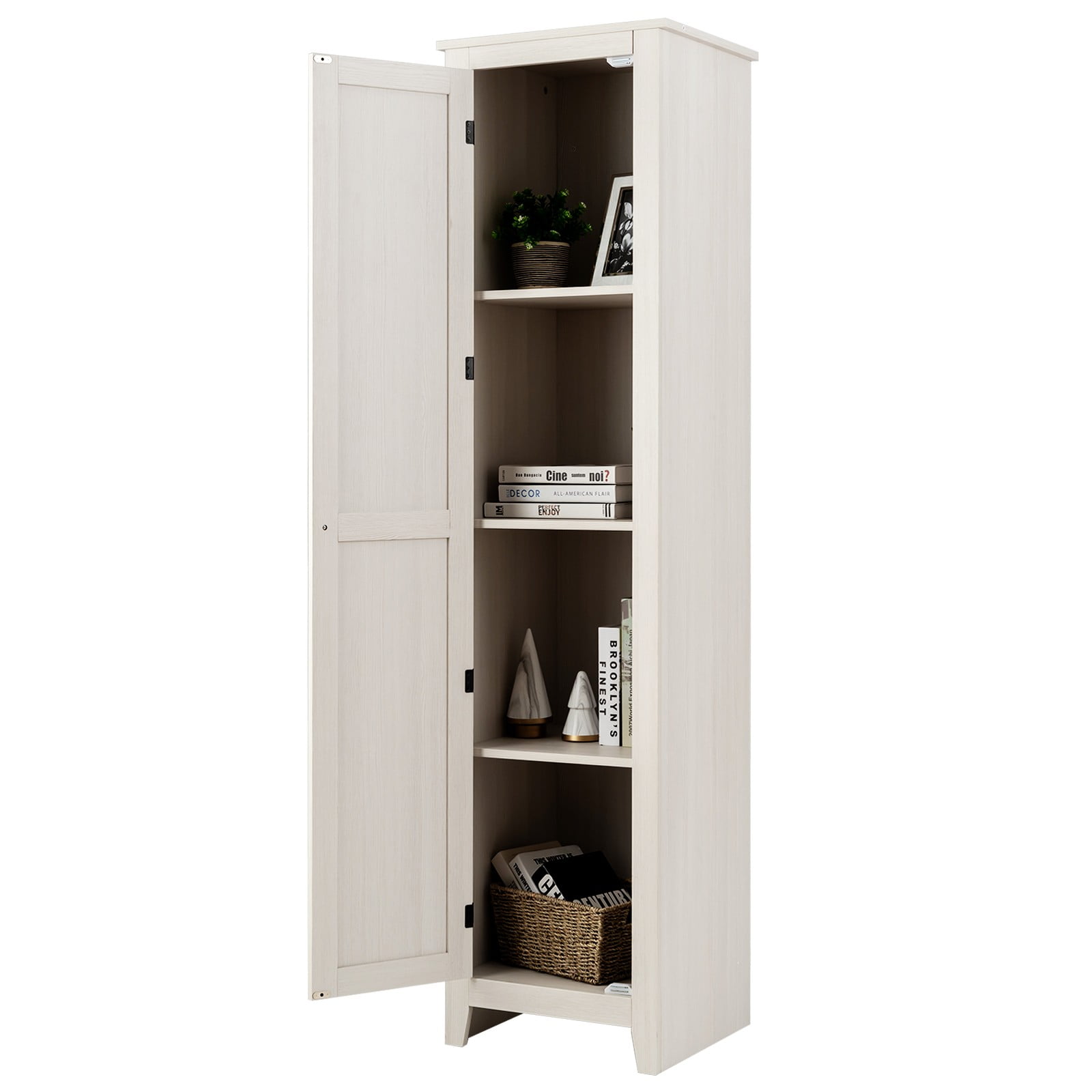LINJH Linen Tower Bathroom Storage Cabinet Tall Slim Side Organizer w ...