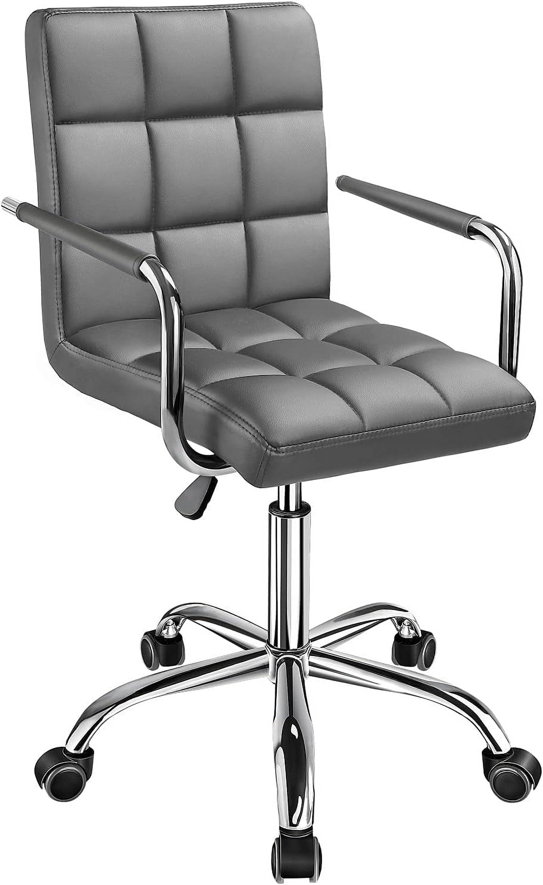 LINJH Office Chiar Chair with Armrests/Wheels, Pu Leather Mid Back ...
