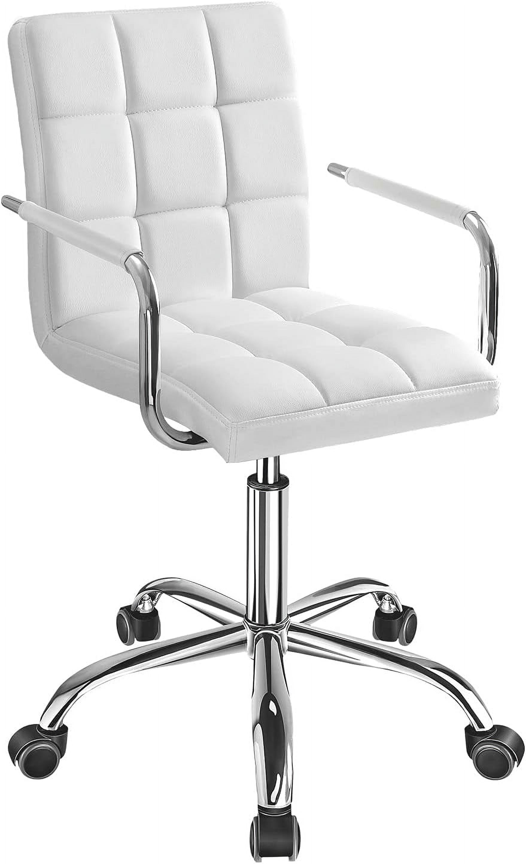 LINJH Office Chiar Chair with Armrests/Wheels, Pu Leather Mid Back ...