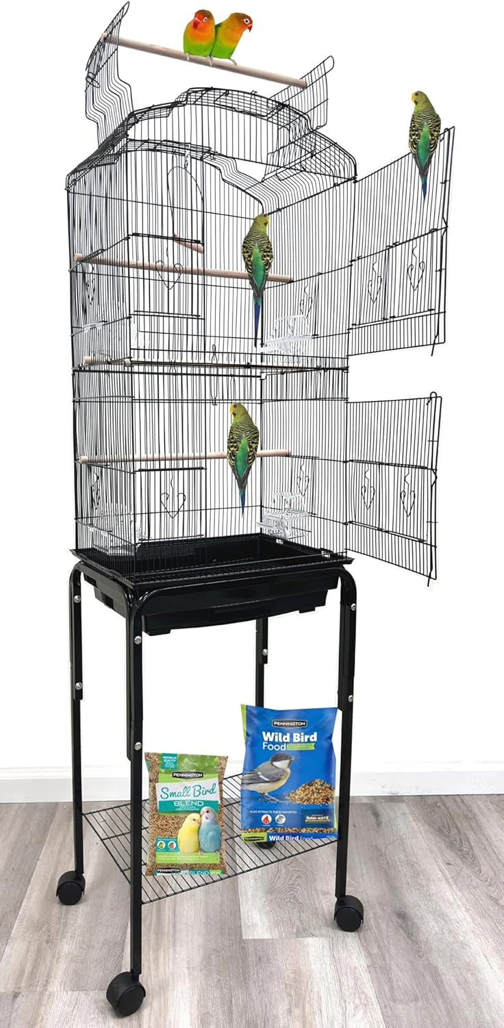 LINJH Portable Bird Cage for Quaker Indian Ring Neck Small Parrots ...