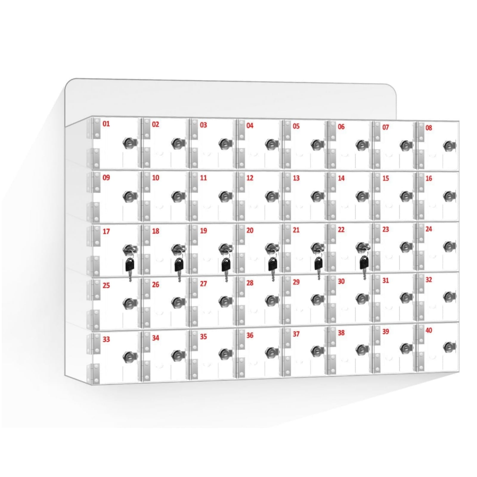 LINJI 1 Pcs Wall-Mounted 40-Cell Acrylic Locker - Mobile Phone Storage ...