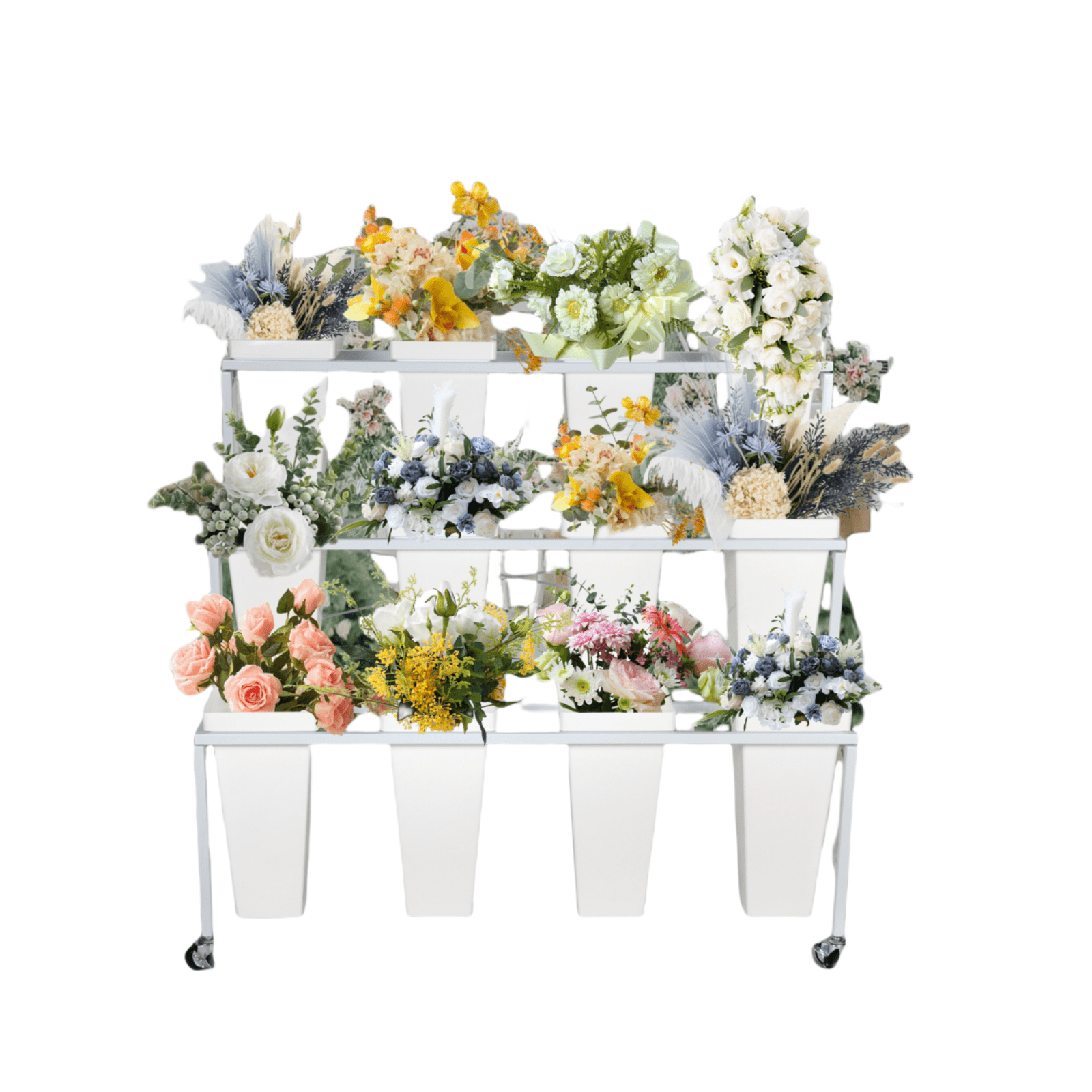 LINJI 1 Pcs Florist Dedicated Flower Stand - 3-Tier White Wrought Iron ...