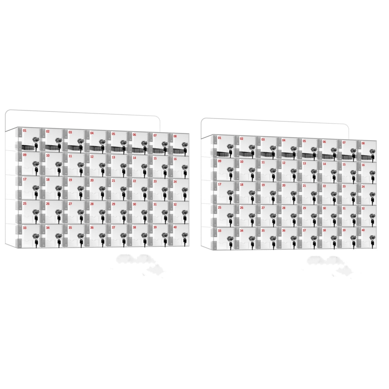 LINJI 2 Pcs Wall-Mounted Cell Phone Storage Locker - 40 Slots Acrylic ...