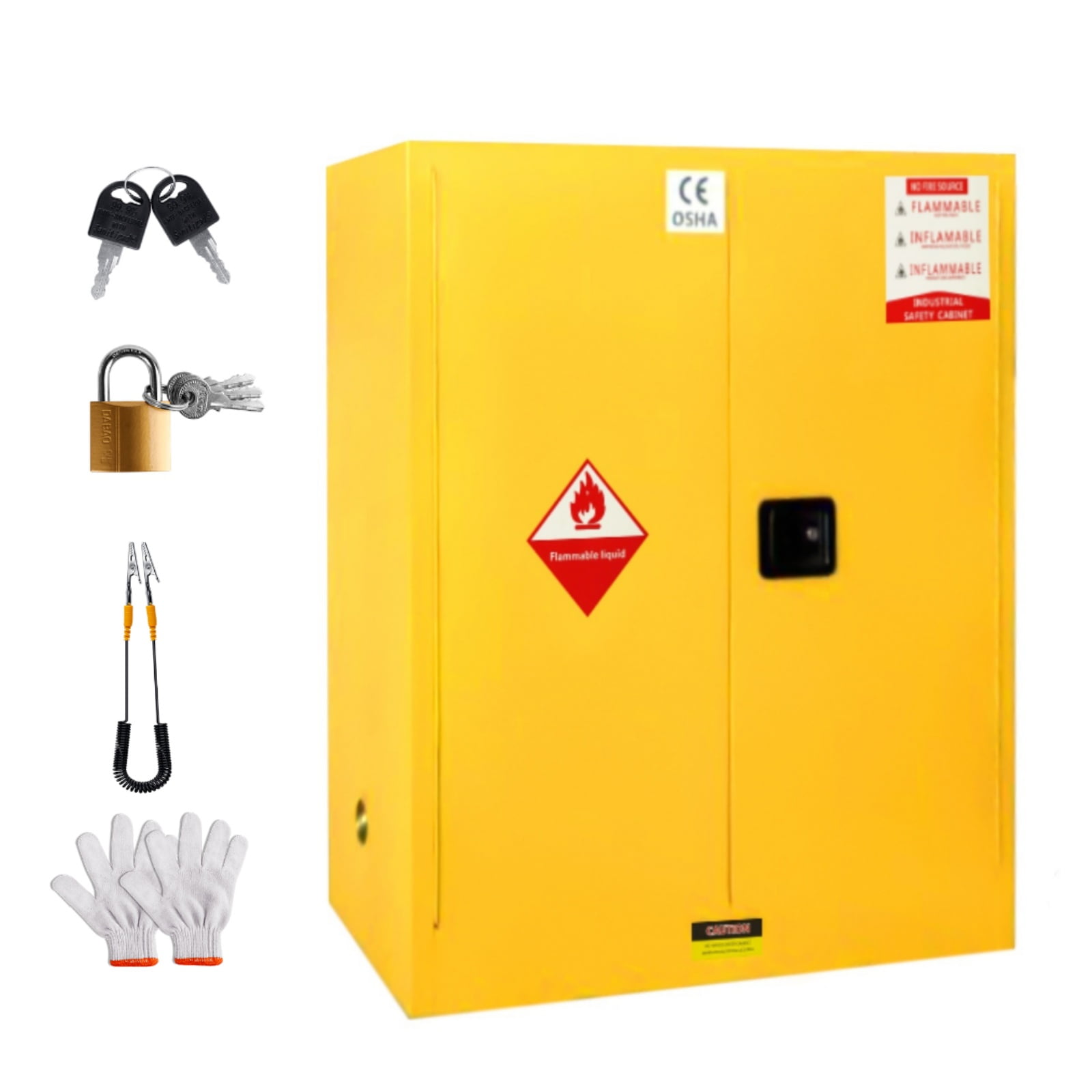 LINJI 30 Gallon Yellow Flammable Storage Cabinet - 42.91x18.11x44.1 ...