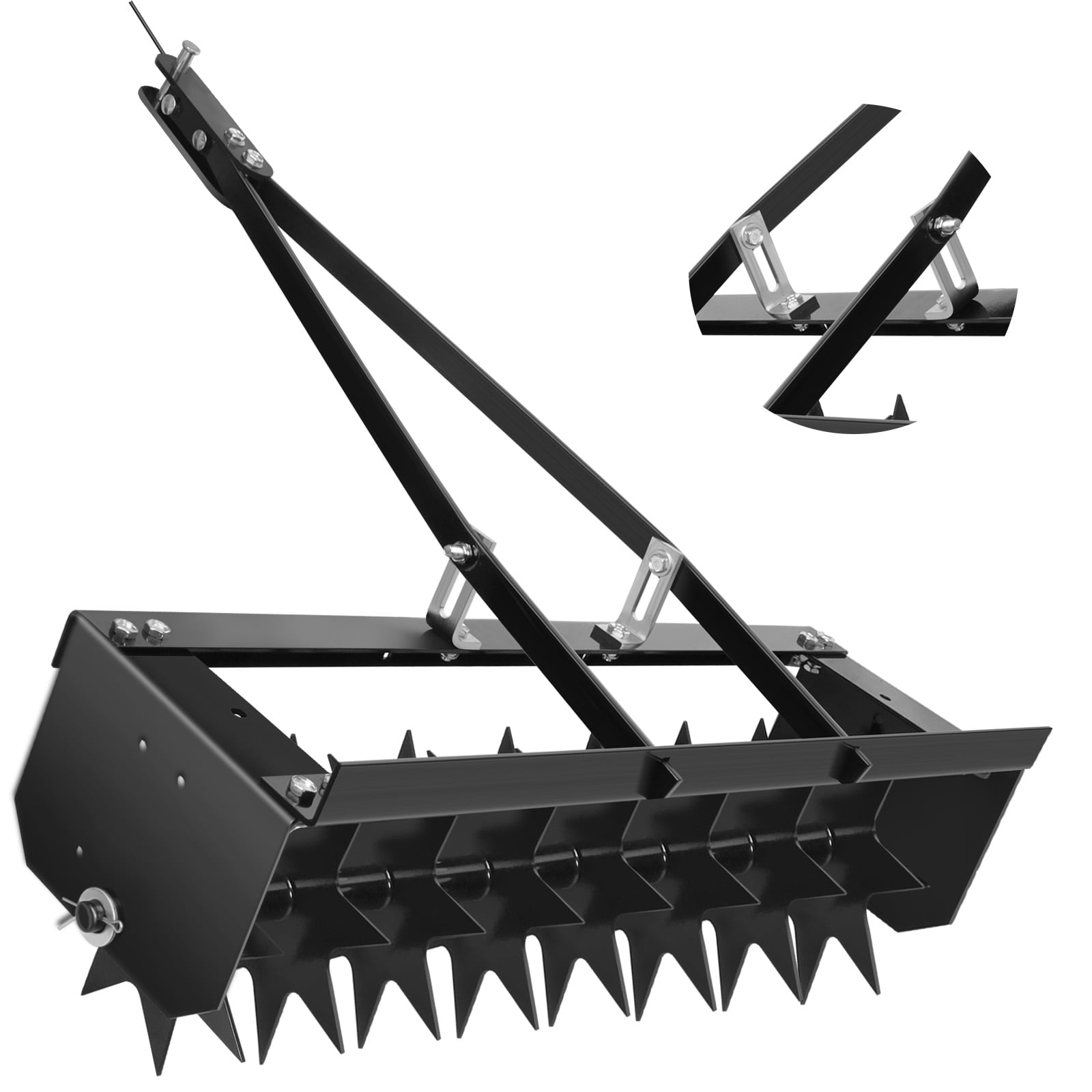 LINJI 32" Farm and Yard Aerator - Black Tow Behind Lawn Aerator with 90 ...