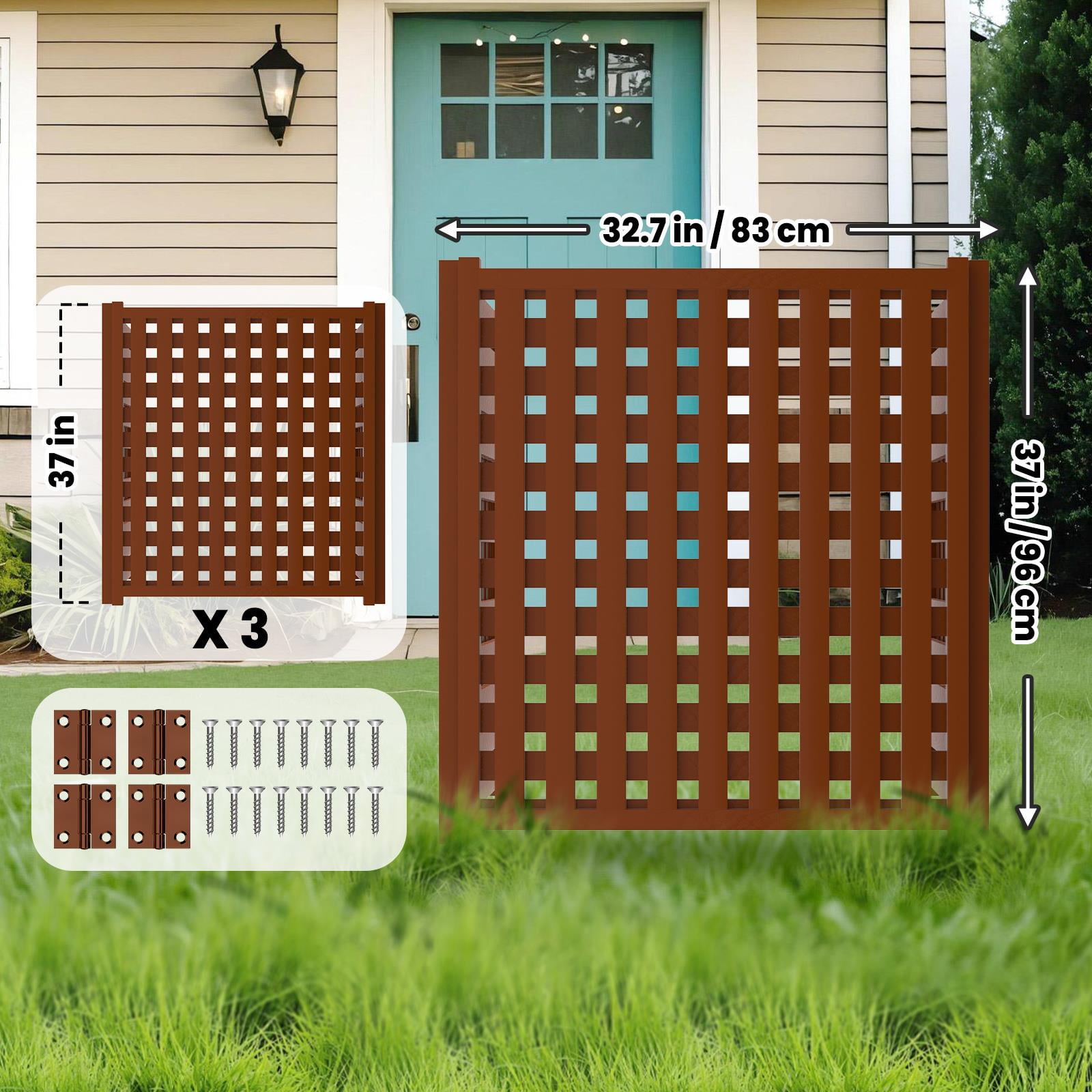 LINJI 33" W x 38" H Outdoor Privacy Screen & Air Conditioner Fence, 3 ...