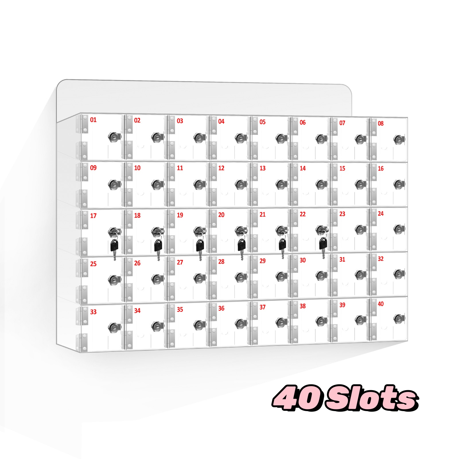 LINJI 33x20.6x7.2in 40-slot Acrylic Cell Phone Locker - Clear Wall ...