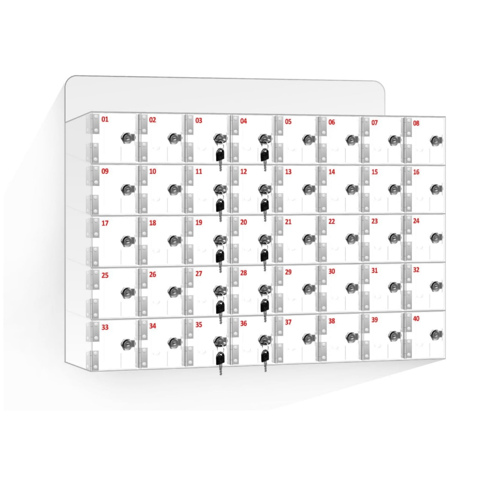 LINJI Acrylic Cell Phone Storage Locker - 40 Slots Wall-Mounted Cabinet ...