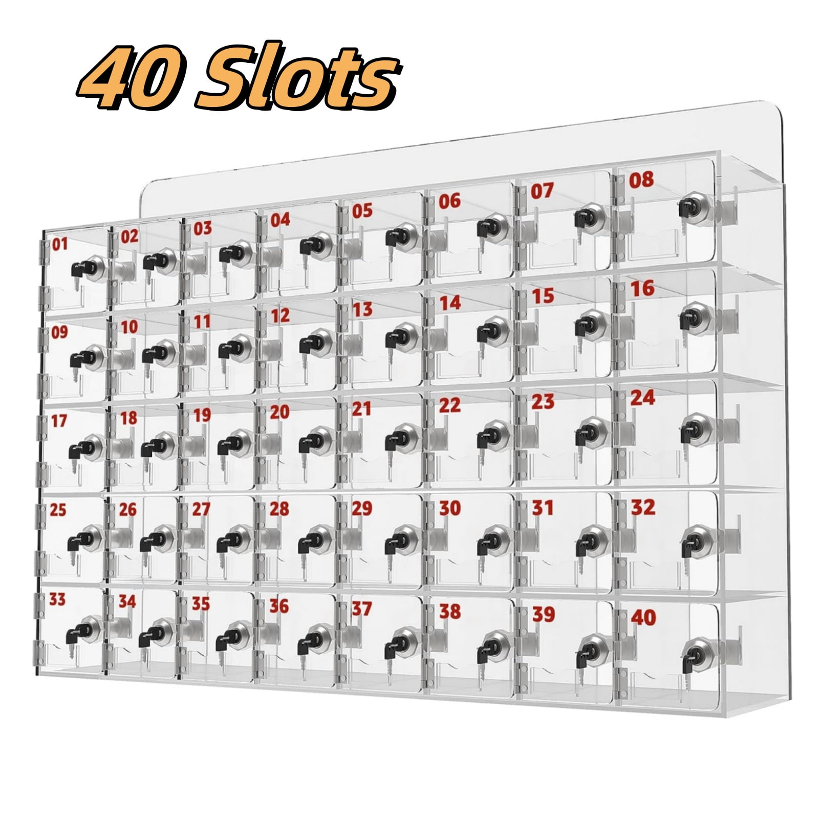 LINJI Cell Phone Locker, 40 Slots Clear Acrylic Locker Organizer Box ...