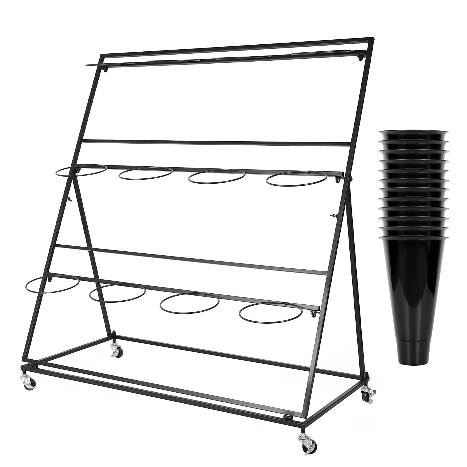 LINJI Flower Stand for Florists - 3-Tier Metal Plant Stand with 12 ...