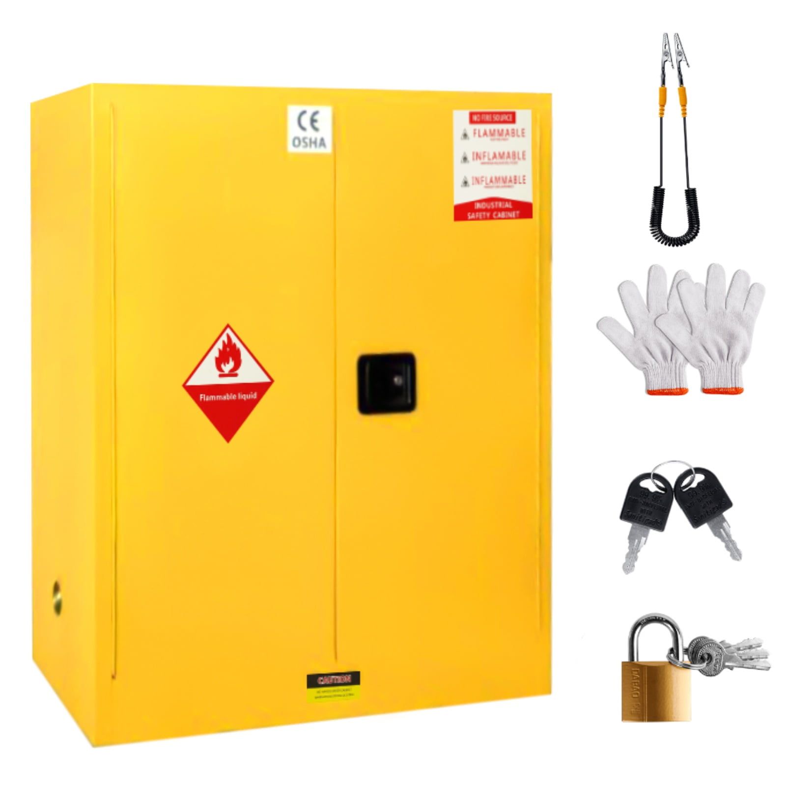 LINJI Industrial Safety Flammable Locker - 30 Gallon Galvanized Steel ...