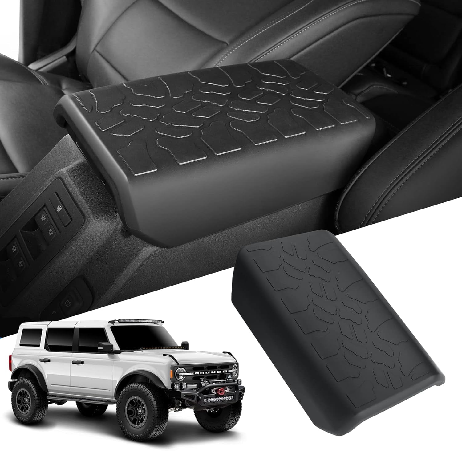 LINKCRO Center Console Armrest Cover for Ford Bronco 2021-2022，TPE ...