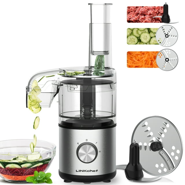 LINKChef 2 in 1 Food Processor, 2-Cup Continuous Feed Food Processor ...