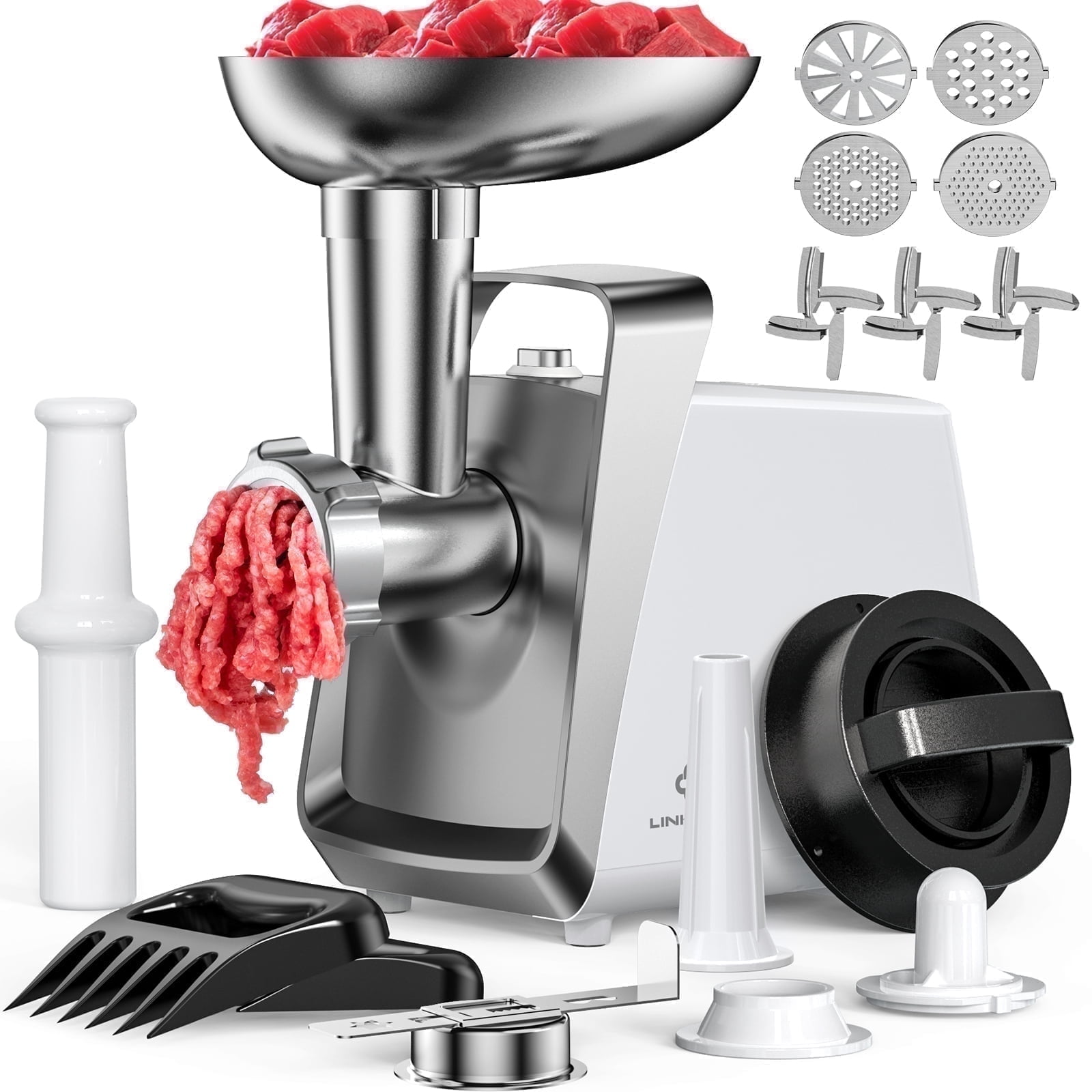 LINKChef 6-in-1 Electric Meat Grinder, 1500W Max, Meat Mincer with ...