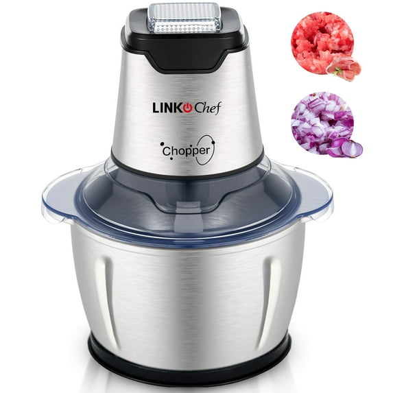 LINKChef Electric Food Chopper, 8 Cup Stainless Steel Bowl, Meat Grinder, Vegetable and Fruit ...