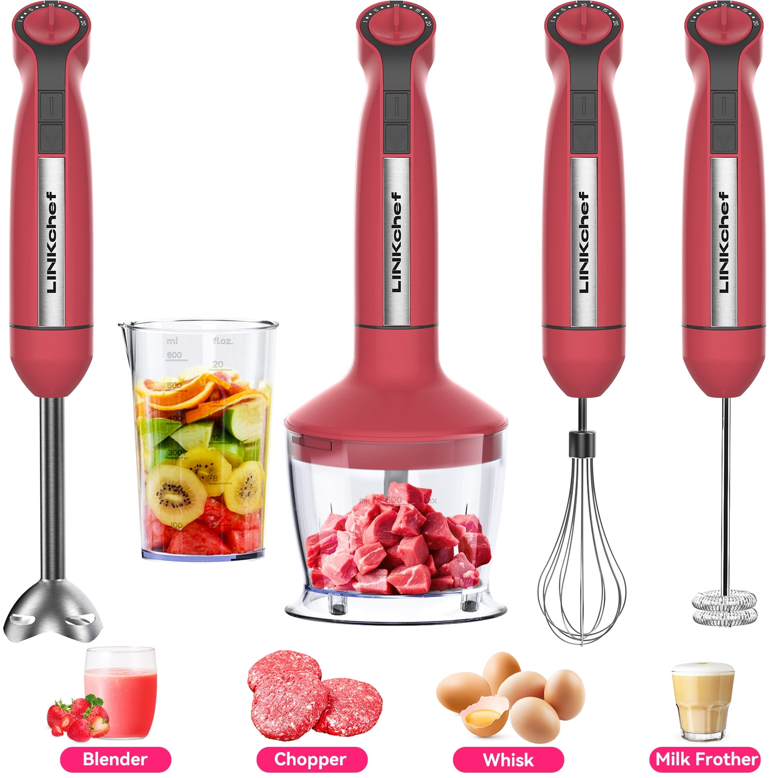 LINKChef Immersion Blender, 20-Speed 1000W 5-in-1 Immersion Hand ...