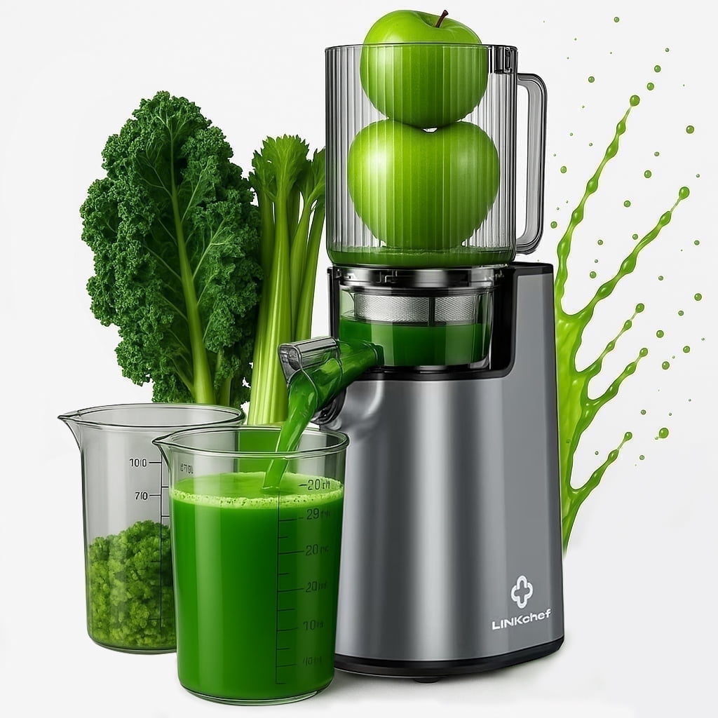 "LINKChef Electric Cold Food Juicer, Slow Masticating with 5.4"" Large ...