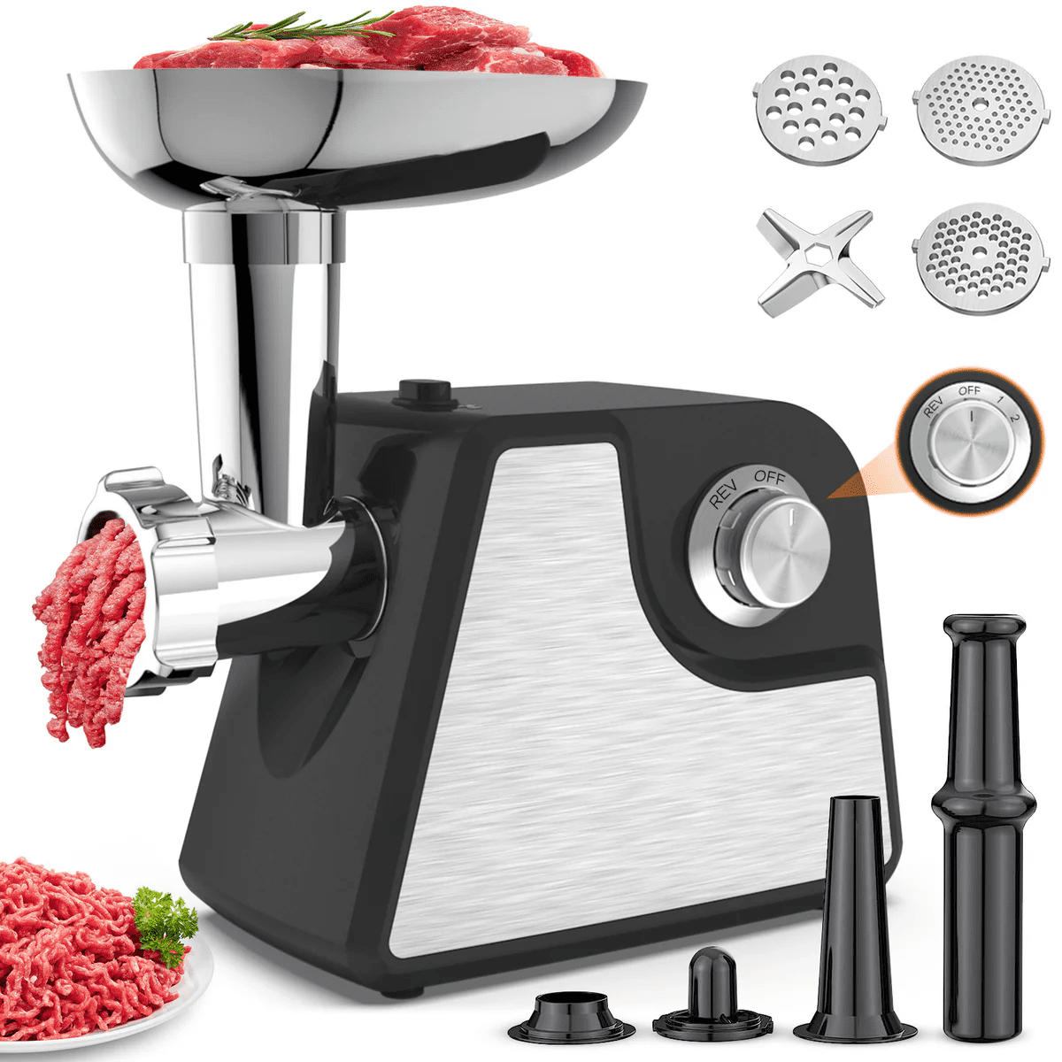 LINKChef Meat Grinder, 2 Adjustable Speed 2400W Max Electric Meat ...