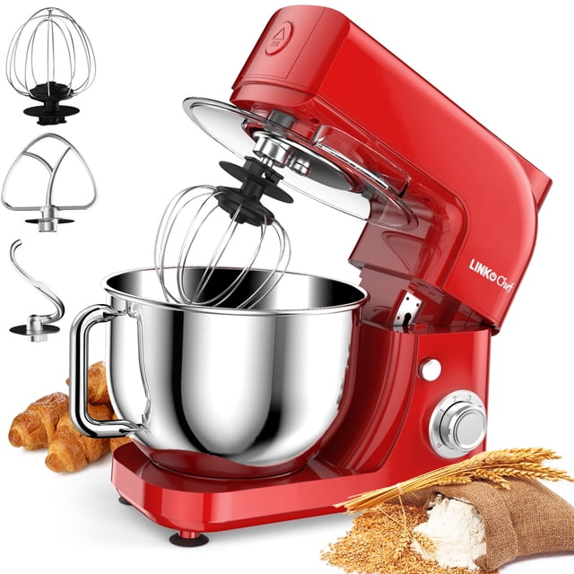 LINKChef Pro Stand Mixer, 5.3QT 800W, 6 Speeds with Dough Hook, Whisk ...