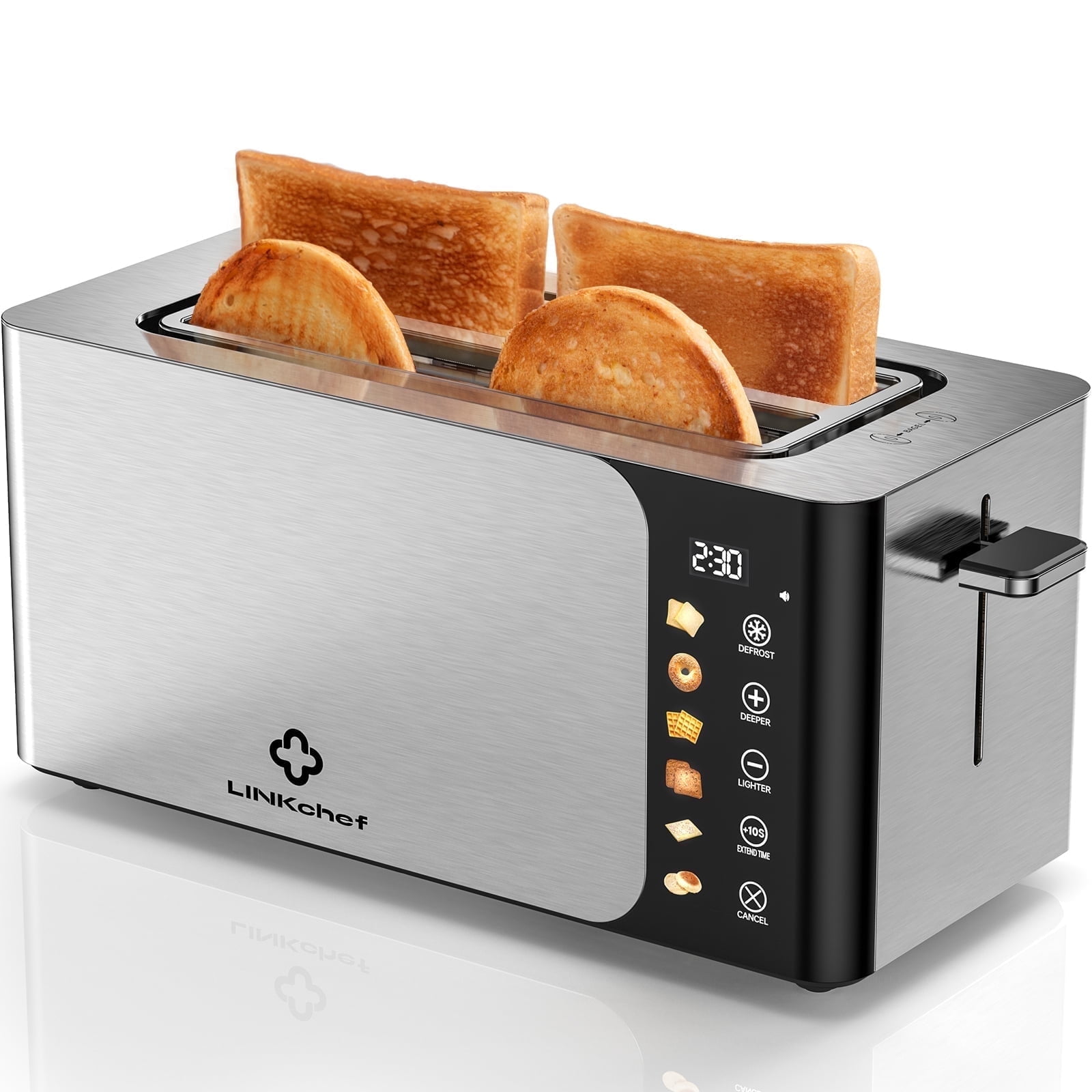LINKChef 4-Slice Toaster – Touch Screen Control, Extra-Wide 1.5" Slots ...
