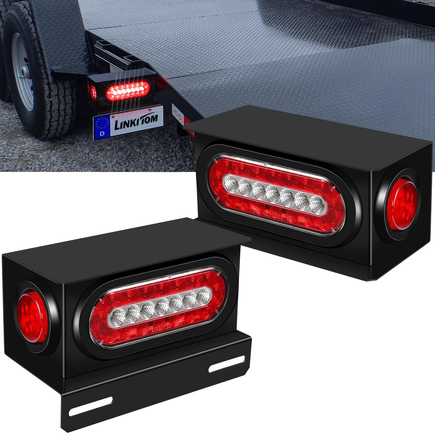 LINKITOM 2 PCS Trailer RRF12 Lights Welded Mount Steel Boxes Kit w ...