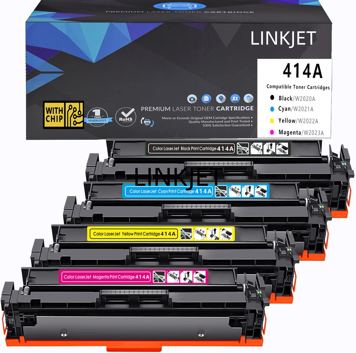 LINKJET 414A/414X (W2020A-W2023A) Toner Cartridge with Chip Compatible ...