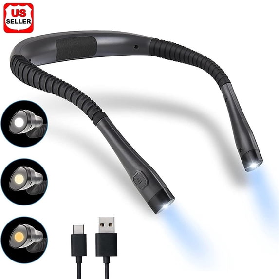 LINKPAL Portable LED Neck Reading Light, USB Rechargeable, 3 Amber ...