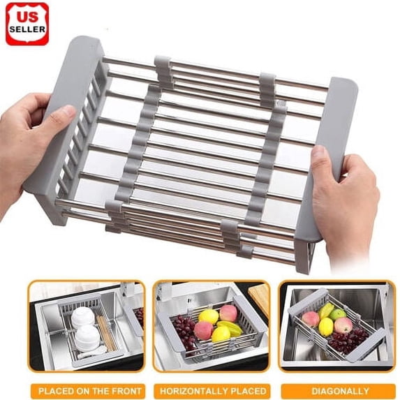 LINKPAL Retractable Stainless Steel Sink Strainer Basket, Adjustable ...