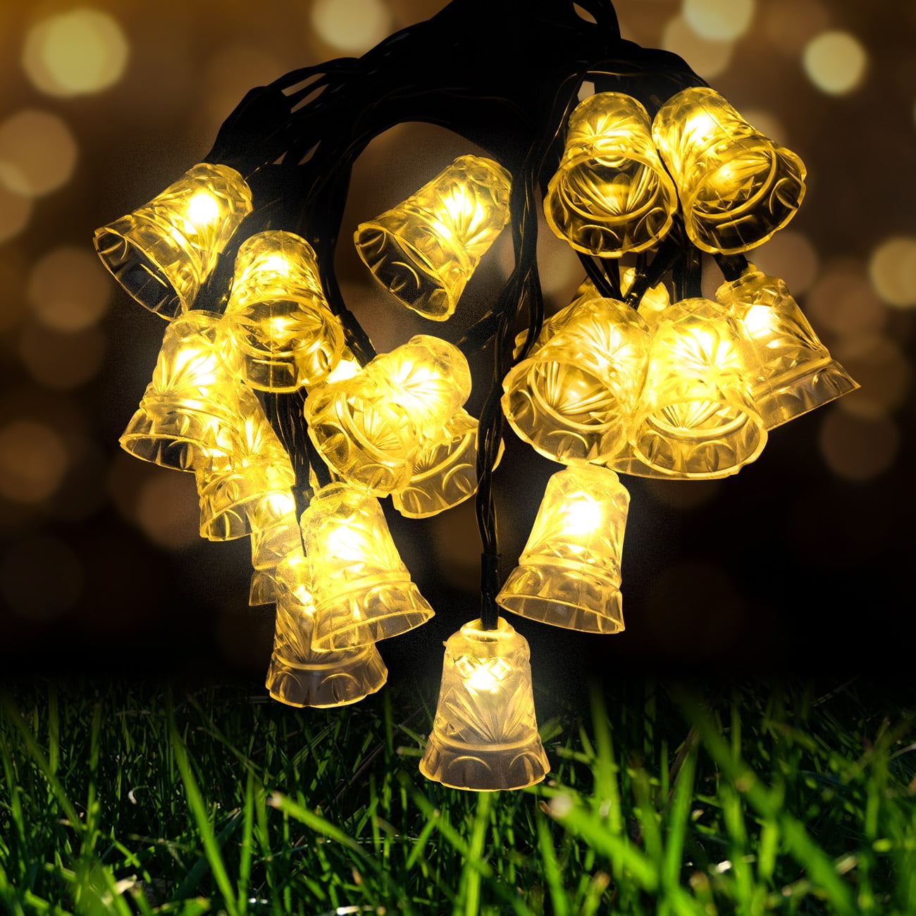 LINKPAL Solar Outdoor Solar String Lights, 30 LED Bell Lights, 25.5FT ...