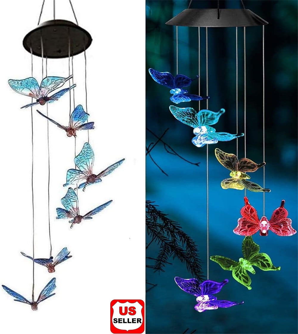 LINKPAL Solar LED Hanging Lamp, Color-Changing Wind Chimes, Waterproof ...