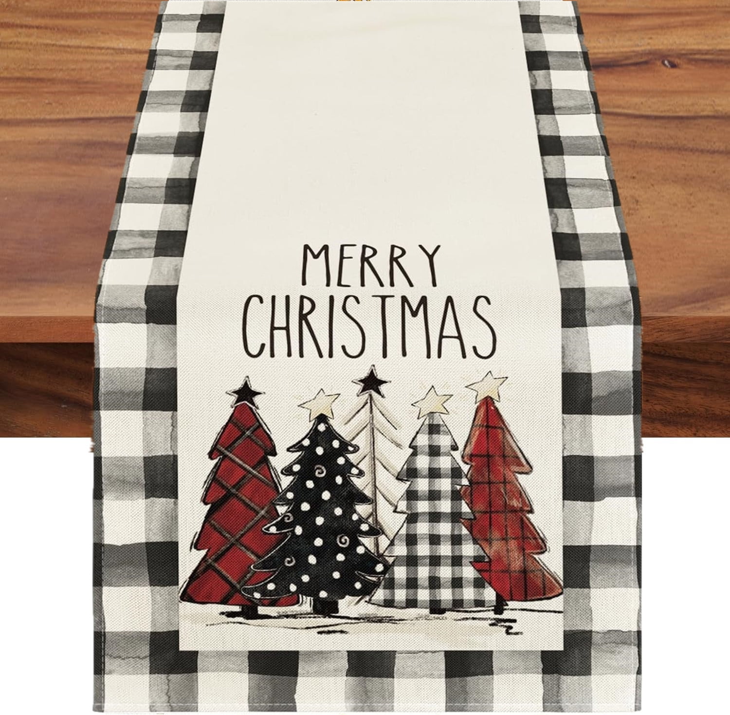 LINKPAL Buffalo Plaid Christmas Tree Table Runner, 13 x 72 Inch ...