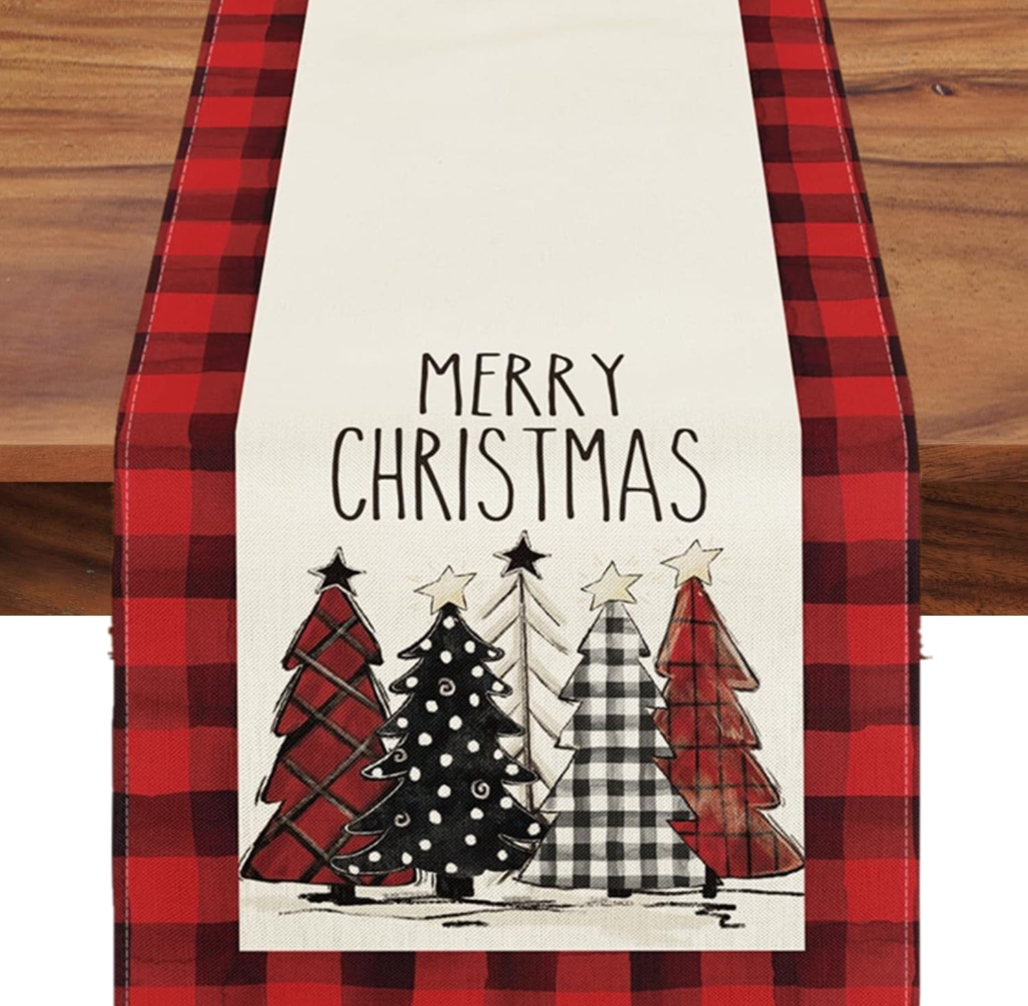 LINKPAL Buffalo Plaid Christmas Tree Table Runner, 13 x 72 Inch ...
