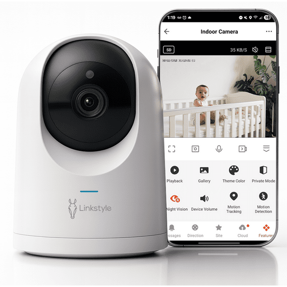 Linkstyle 2K Indoor Home Security Camera, AI Motion Detection, Night ...