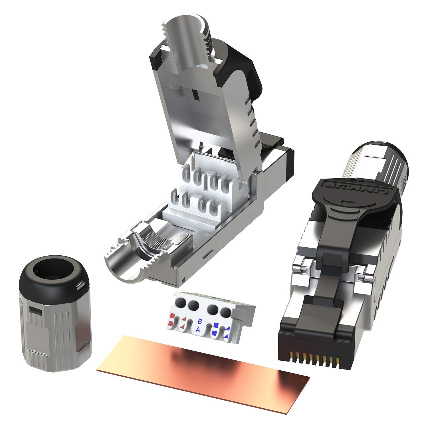 LINKUP - RJ45 Connectors Cat6A (2 Pack) Shielded Zinc-Alloy Housing ...