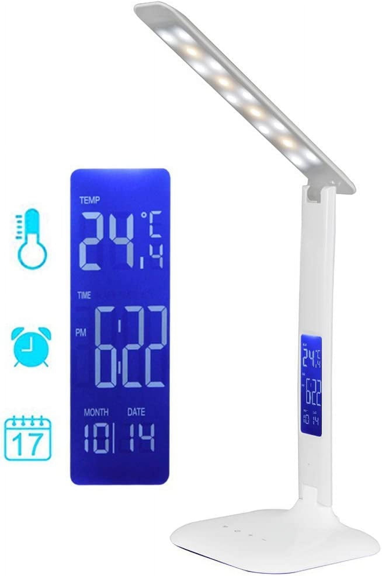 LINLIN 14LED Desk Lamp Alarm Clock Dimmable,Foldable Eye-Caring Touch ...