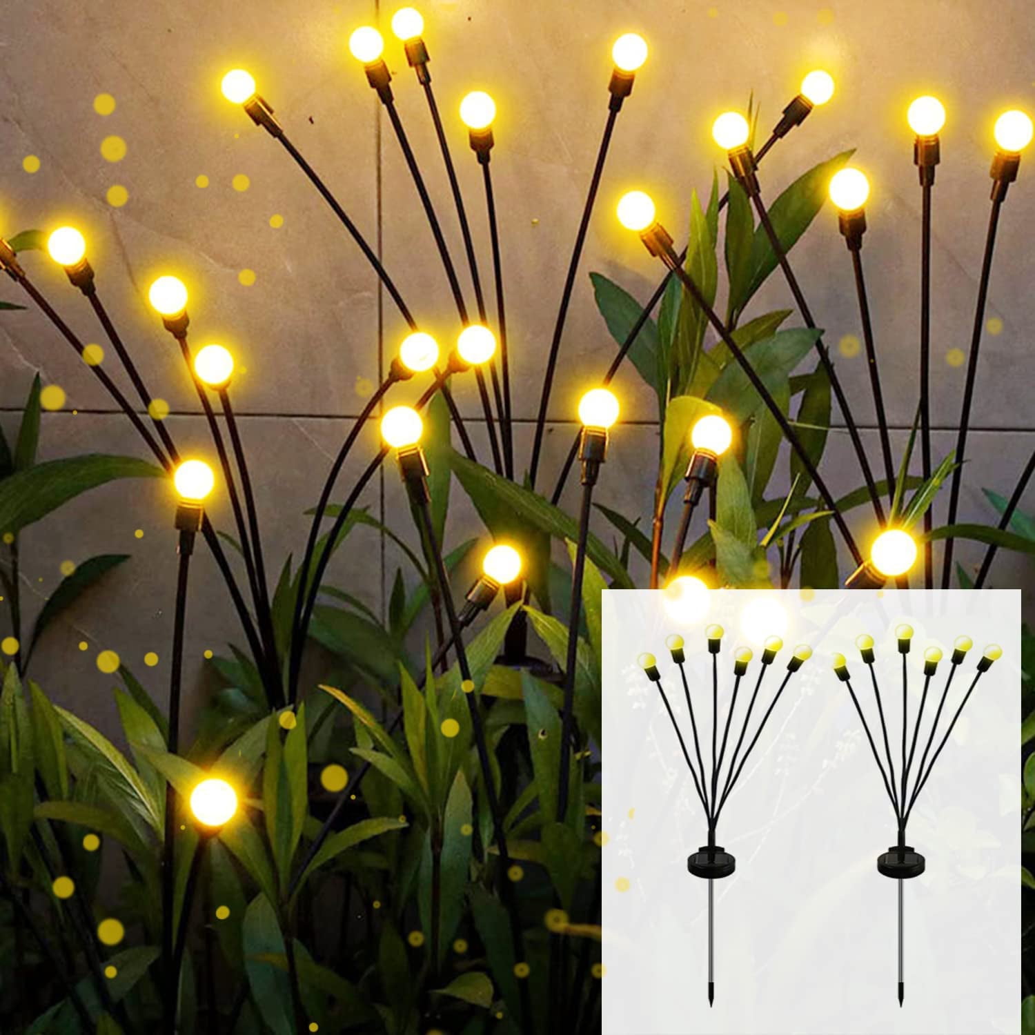 LINLIN 2 Pack Solar Firefly Lights,Firefly Garden Lights,Solar ...