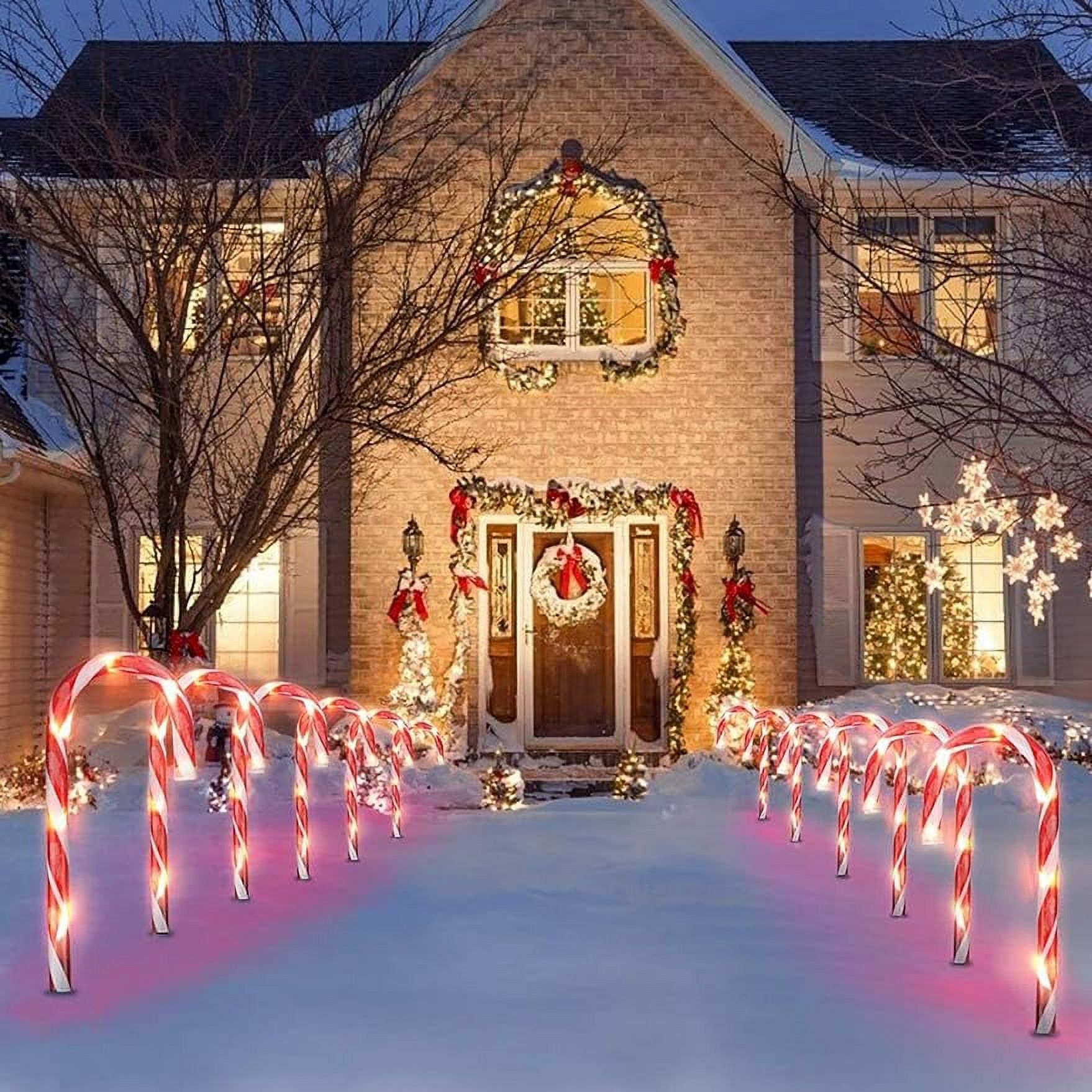 LINLIN 24 Inches Cane Candy Lights Pathway Markers, 20 Sets Outdoor ...