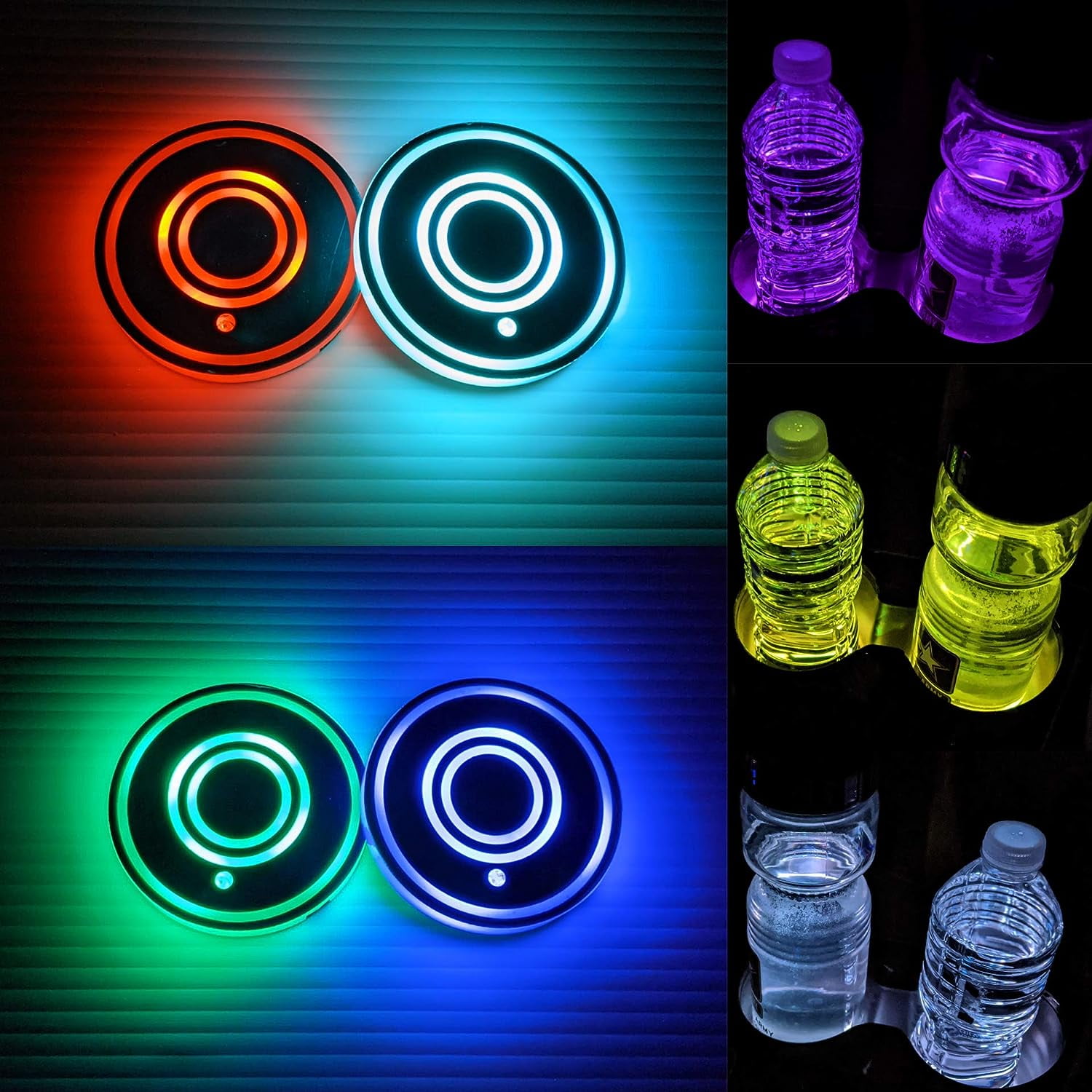LINLIN 2PCS LED Car Cup Holder Lights, Light Up Cup Holders for Your ...