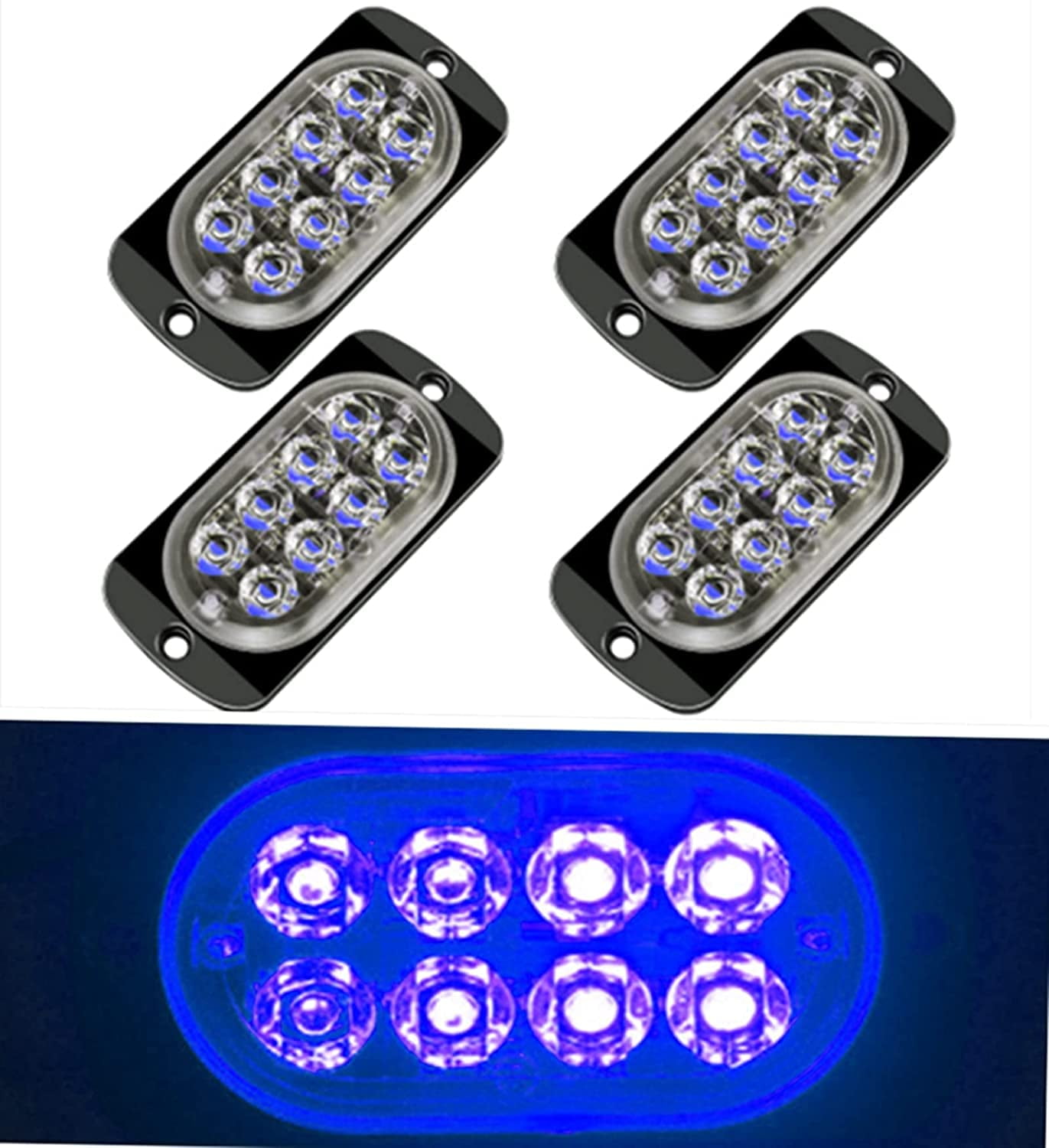 LINLIN 4 Pack 8 LED Emergenty Warning Lights,LED Safety Emergency ...