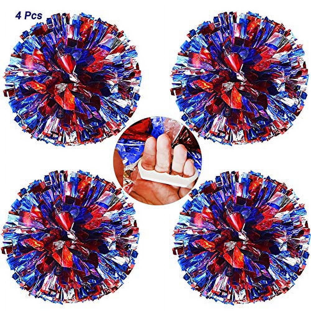 LINLIN 4 Packs Cheerleading Pom Poms with Finger-friendly Ring, Bright ...