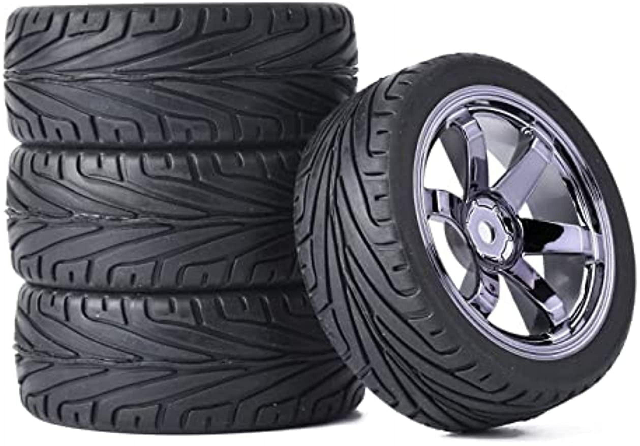 LINLIN 4PCS RC Car Rubber Tires and Plastic Wheels Rims Compatible with ...