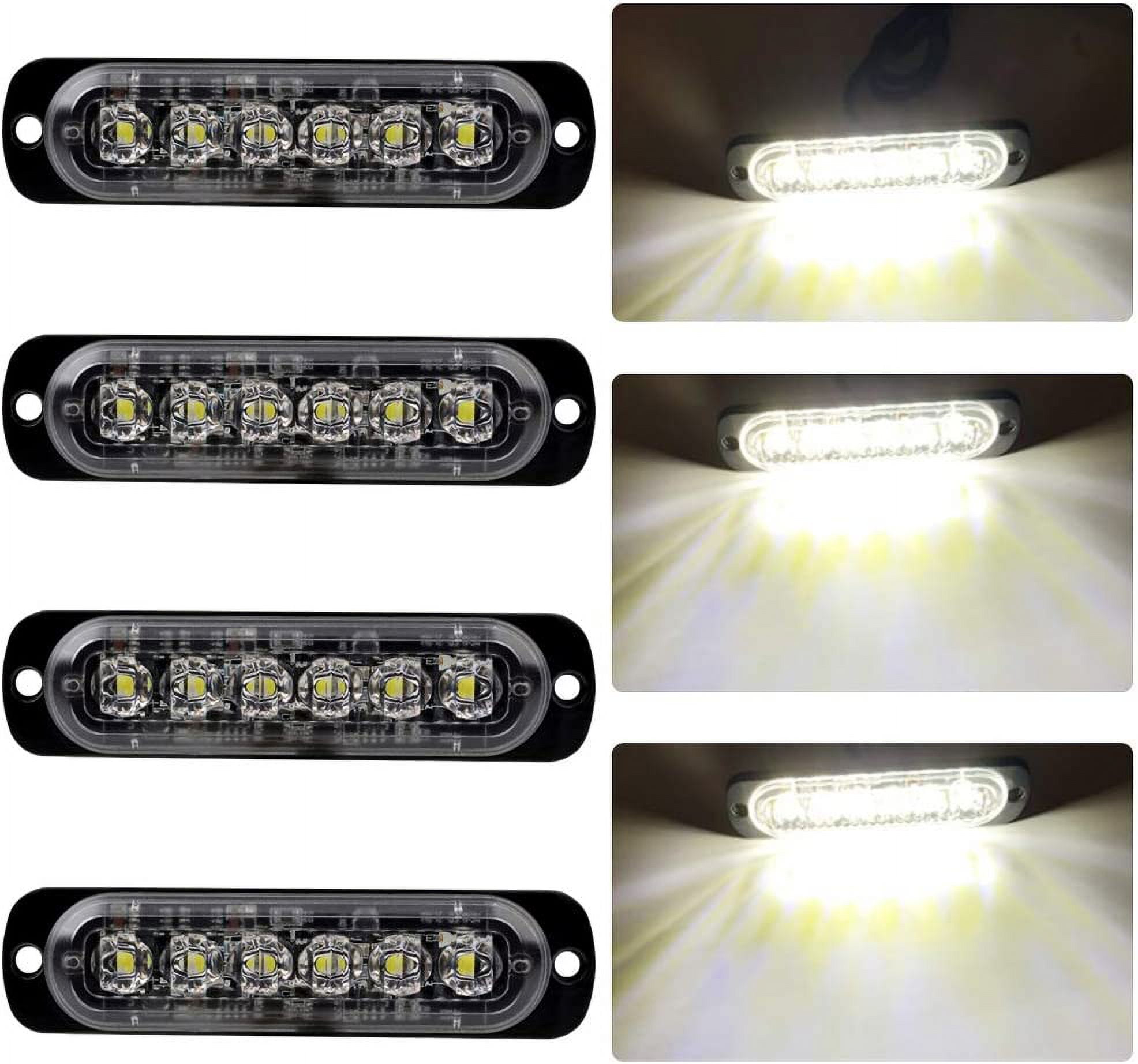 LINLIN 4pcs Ultra Thin 6LED Emergency Warning Lights Hazard Flashing ...