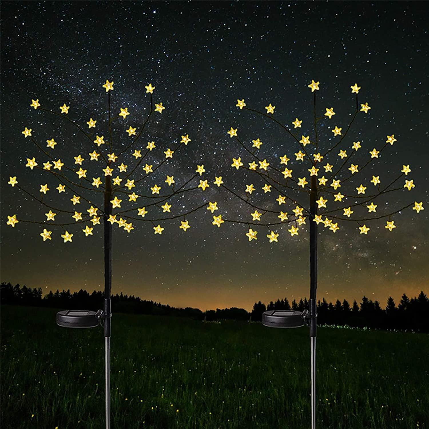 LINLIN 56LED Star Tree Light Solar Pathway Lights Outdoor Garden Stake ...