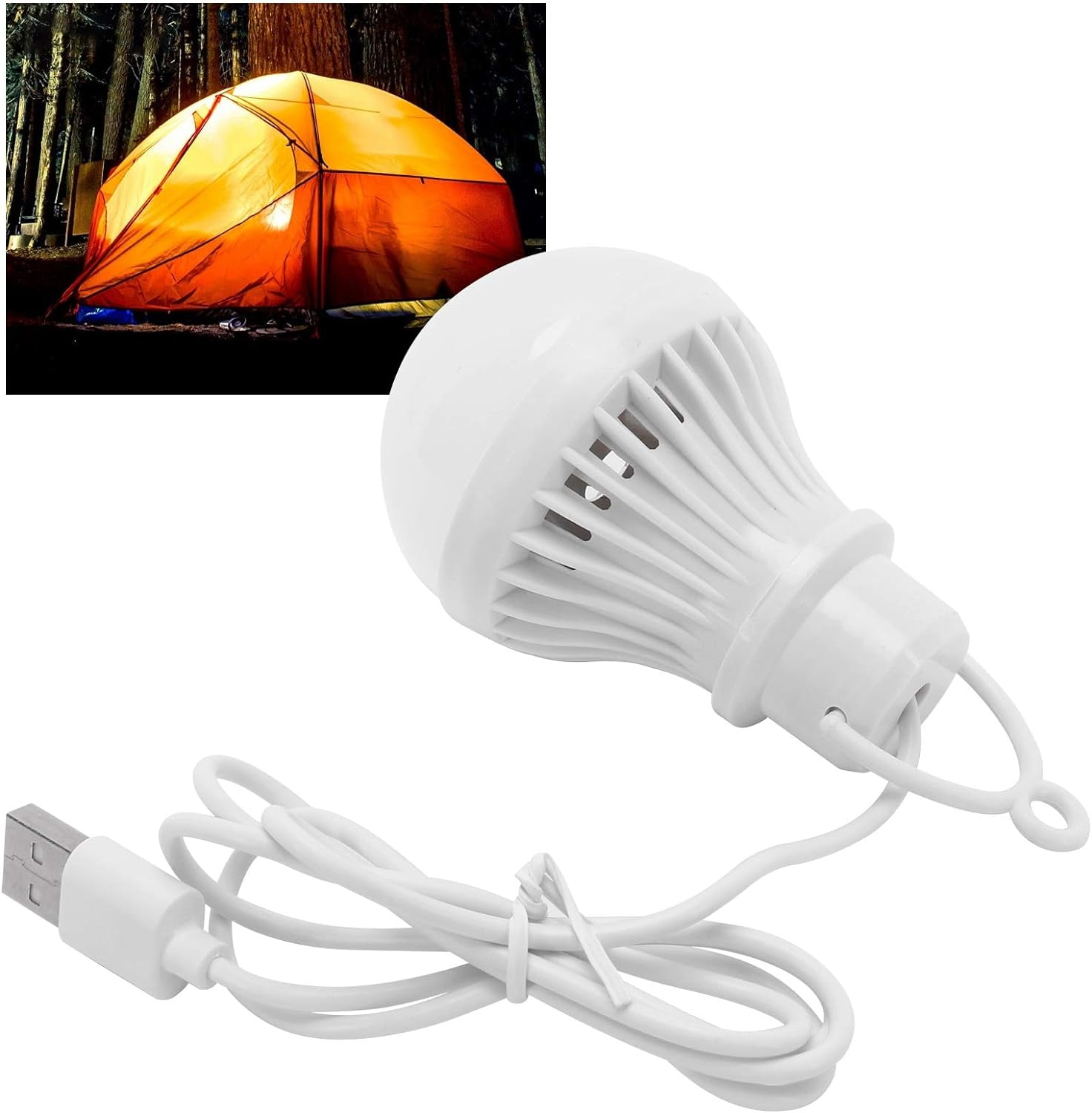 LINLIN 5W USB LED Light Bulb USB Powered Camping Lamp White Light 5V Emergency Bulb Hanging ...