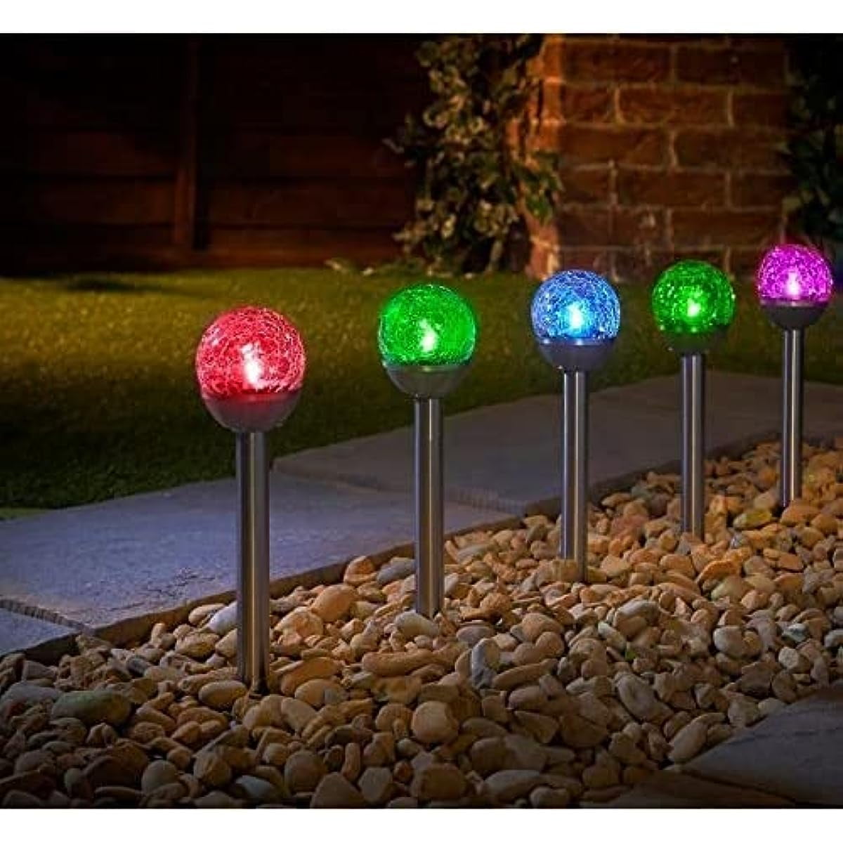 LINLIN 5pk Solar Garden Lights Outdoor Stake Pathway Lighting Driveway ...
