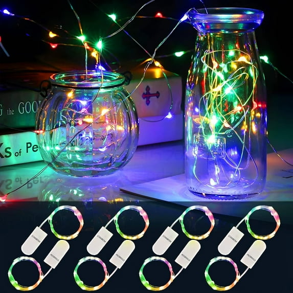 LINLIN 8 Pack Battery Fairy Lights, 2M 20Led Fairy Lights Battery ...