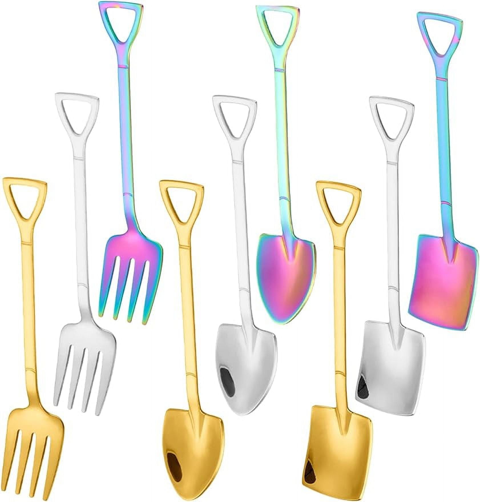 LINLIN 9 Pcs/Set Small Shovel Spoon Fork Set 4.7 inches 18/8 Stainless ...