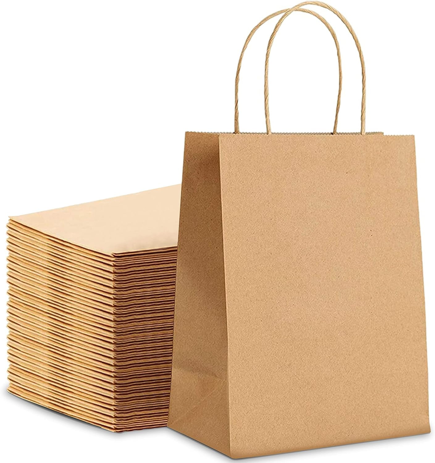LINLIN Brown Paper Bags With Handles, Small Paper Gift Bags, Eco ...